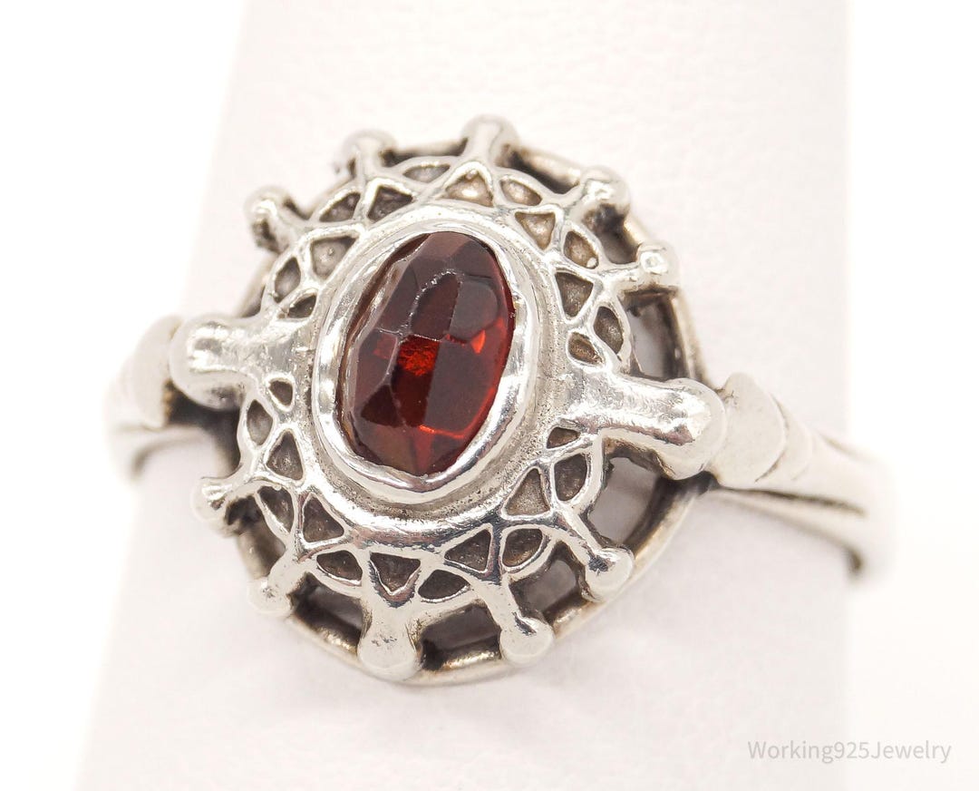 Antique Dutch Ruby 835 Silver Ring - Size 8 - Etsy