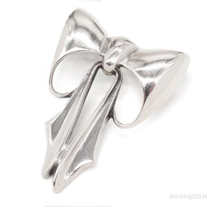 Large Vintage Sterling Silver Ribbon Bow Pendant Brooch Pin - Etsy