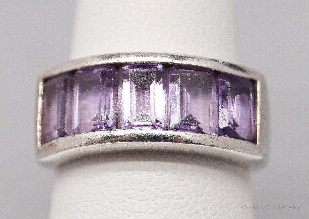 Vintage Designer RJ Amethyst Sterling Silver Ring Size 6 - Etsy