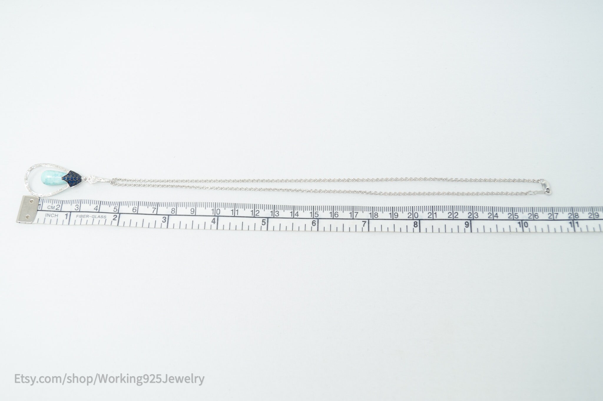 Vtg Designer RPG Ocean Blue Larimar Sapphire Diamond Sterling | Etsy