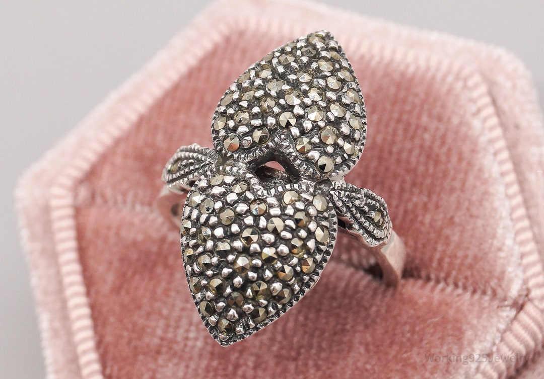 Vintage Designer Judith Jack Marcasite Hearts Sterling Silver Ring ...