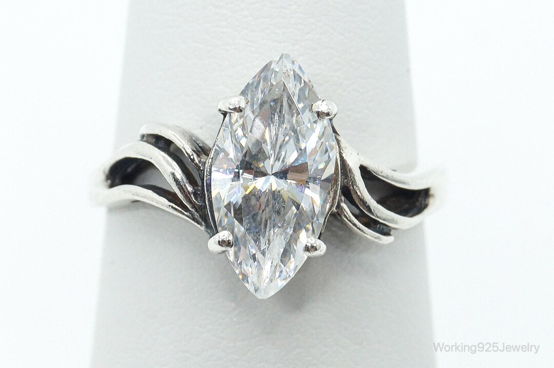 Vintage Designer JED Cubic Zirkonia Sterling Silber Ring - Größe 6 ...
