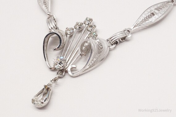 Antique AmLee Crystal Rhinestone Filigree Sterling Si… - Gem