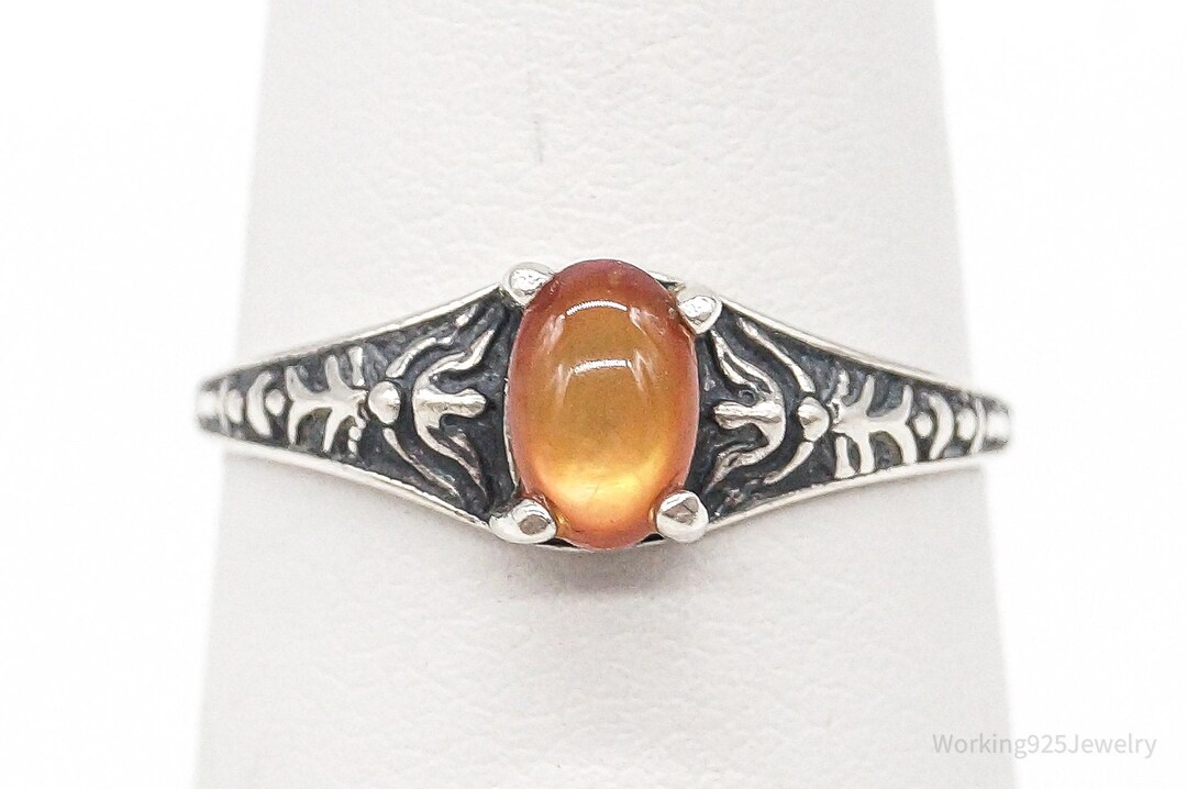 Antique Designer WMCO Orange Paua Shell Sterling Silver Ring - Size 6 ...