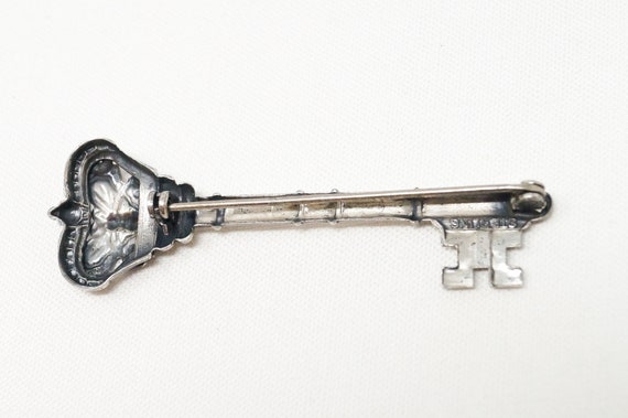 Antique Butterfly Skeleton Key Sterling Silver Brooch… - Gem