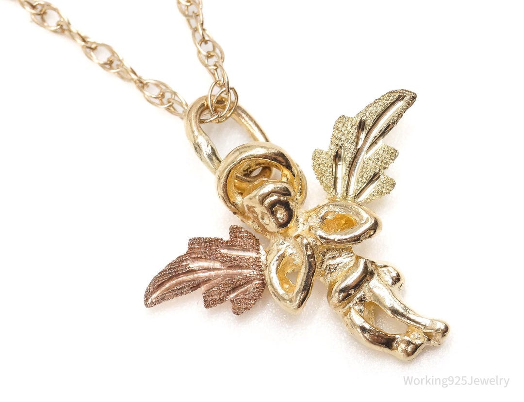Vintage 14K Gold Filled Angel Chainlink Necklace - Etsy