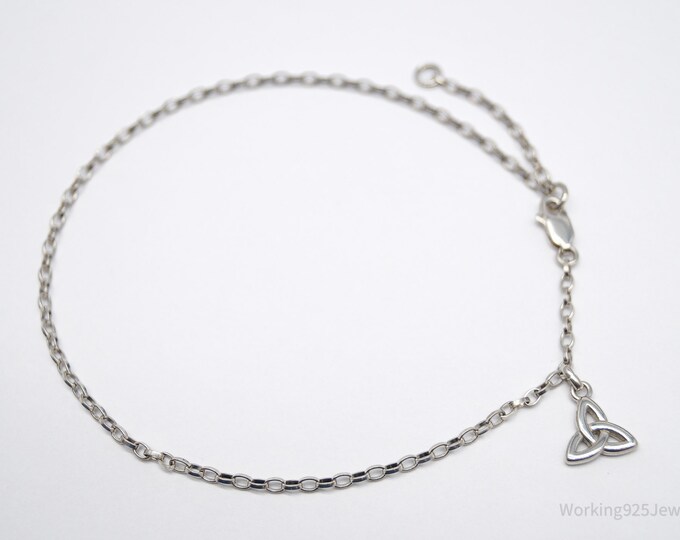 Vintage Triquetra Trinity Celtic Knot Sterling Silver Anklet / Bracelet - 10 15/16" - Etsy