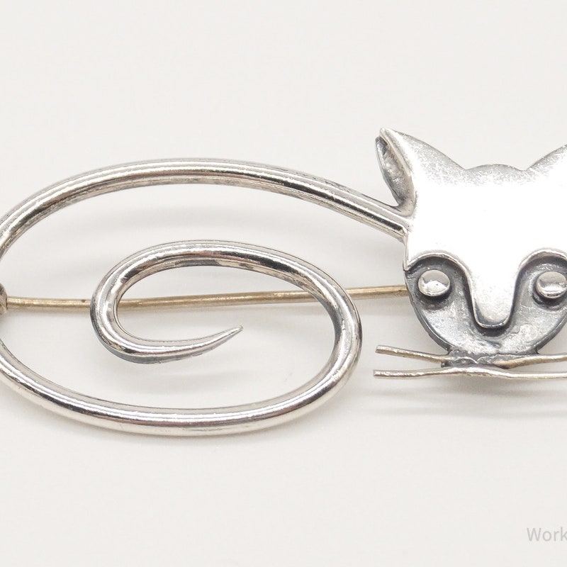 Sterling Cat Pin - Etsy