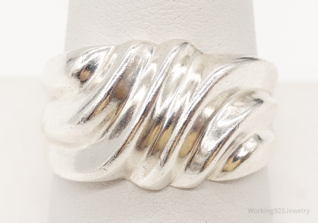 Vintage Modernist Style Sleek Sterling Silver Ring - Size 10 - Etsy