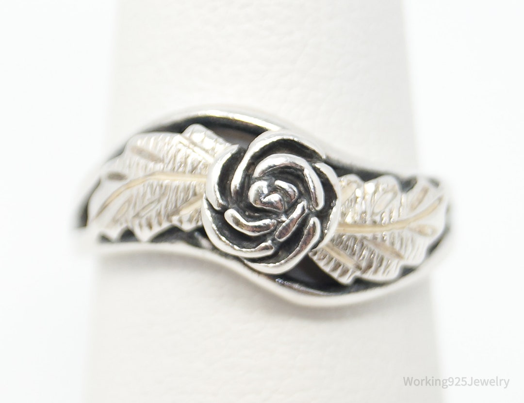 Vtg Wheeler Manufacturing Co 10K Gold Rose Sterling Silver Ring Size 5 ...