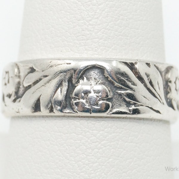Etched Silver Ring - Etsy
