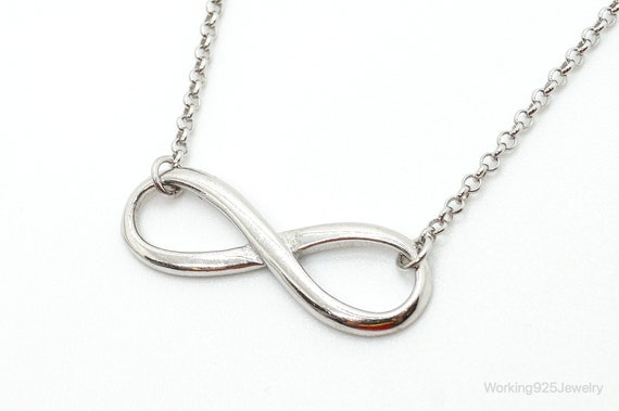 Vintage Infinity Symbol Sterling Silver Necklace - Gem