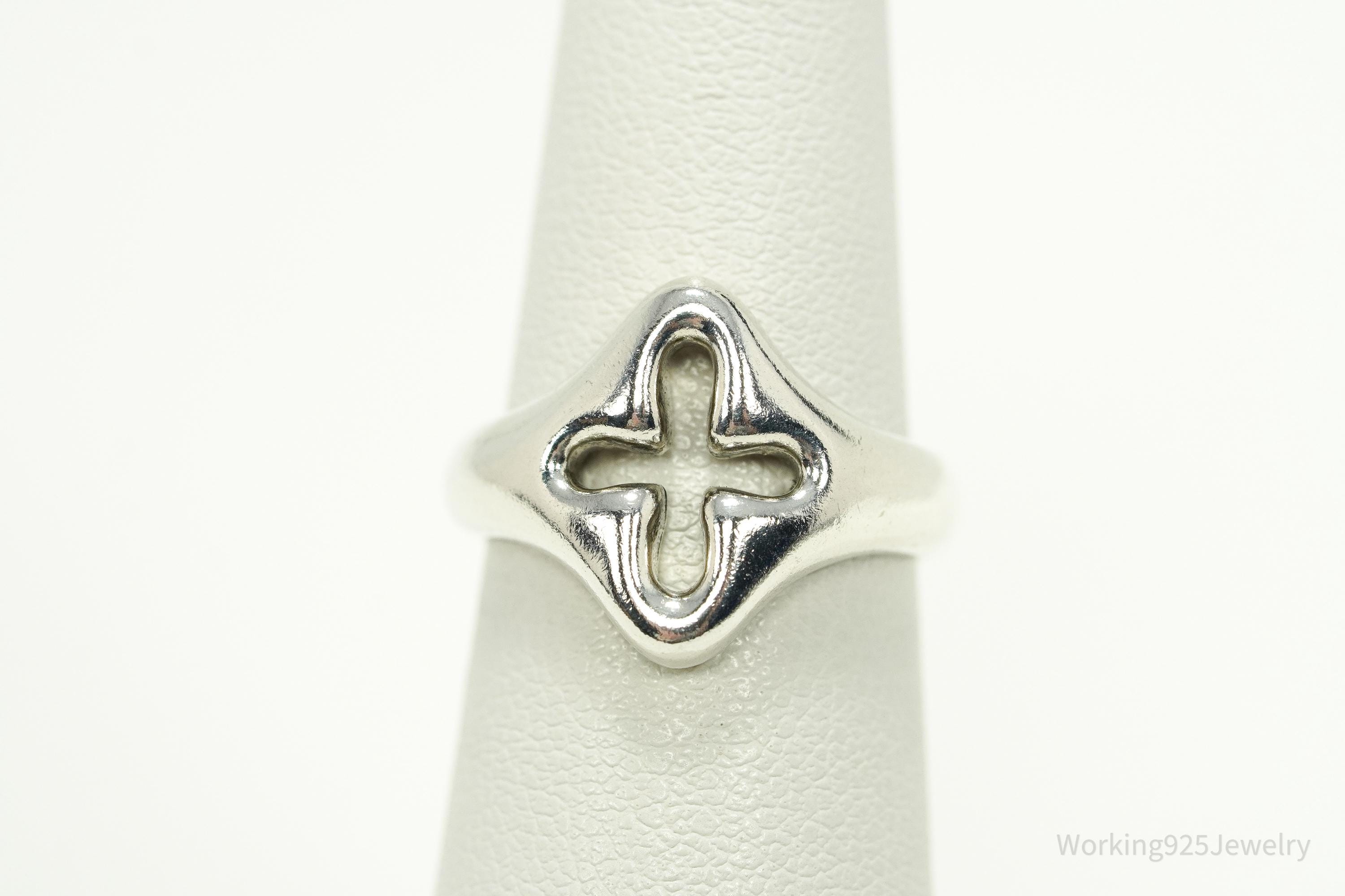 Vintage Silver Cross Cut Out Band Ring - Size 5 - Etsy