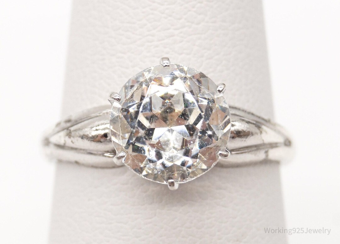 Antique Clark & Coombs Faux Diamond Sterling Silver Ring - Size 6.75 - Etsy