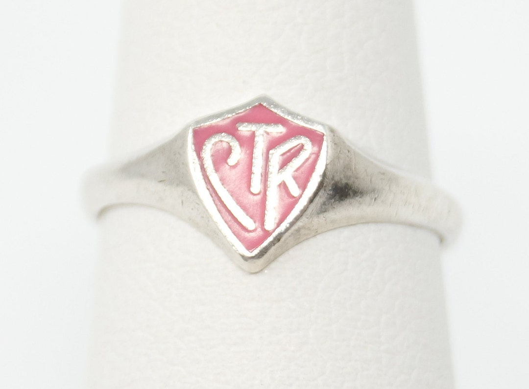 Vintage CTR choose the Right Shield Enamel Sterling Silver Ring Size 2. ...