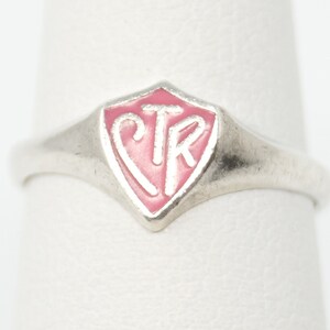 Vintage CTR choose the Right Shield Enamel Sterling Silver Ring Size 2. ...