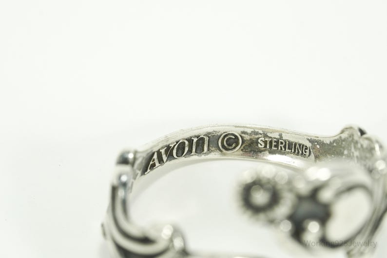 Vintage Avon Hearts & Flowers Sterling Silver Adjustable Wrap Spoon ...