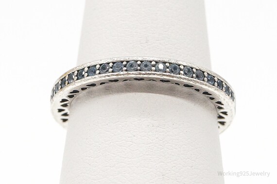 Pandora Blue Cubic Zirconia Hearts Enamel Sterling Silver Ring Size 5.25 Etsy