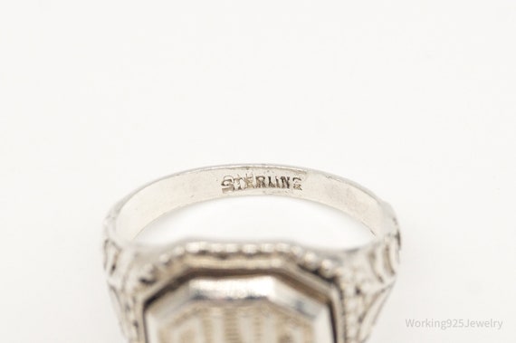 Antique AHS Initial Sterling Silver Ring Size 5.5 - Gem