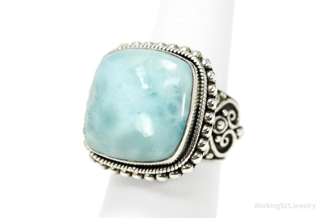 Vintage Samuel J Benham BJC Blue Larimar Sterling Silver Ring - Size 6. ...