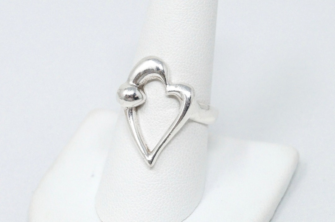 Vintage Large Open Heart Statement Ring 950 Silver - Size 8.5 - Etsy