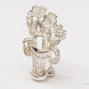 Vintage Mid Century German Sterling Silver Flower Basket Brooch Pin - Etsy