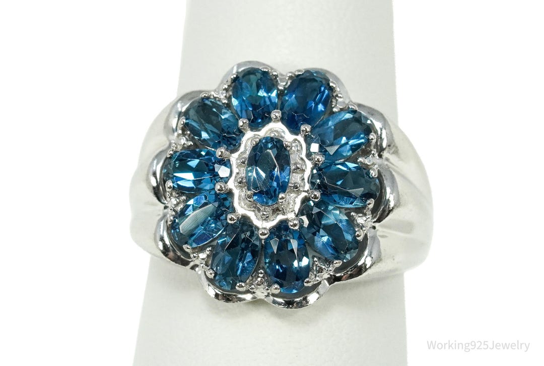 Vintage Heng Ngai London Blue Topaz Sterling Silver Ring - Size 8 - Etsy