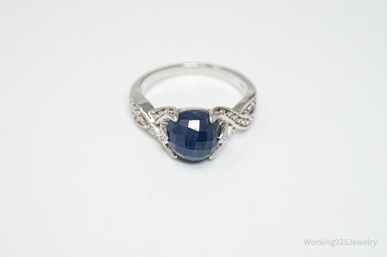 Vintage Designer HT Blue Sapphire Sterling Silver Ring Sz - Etsy