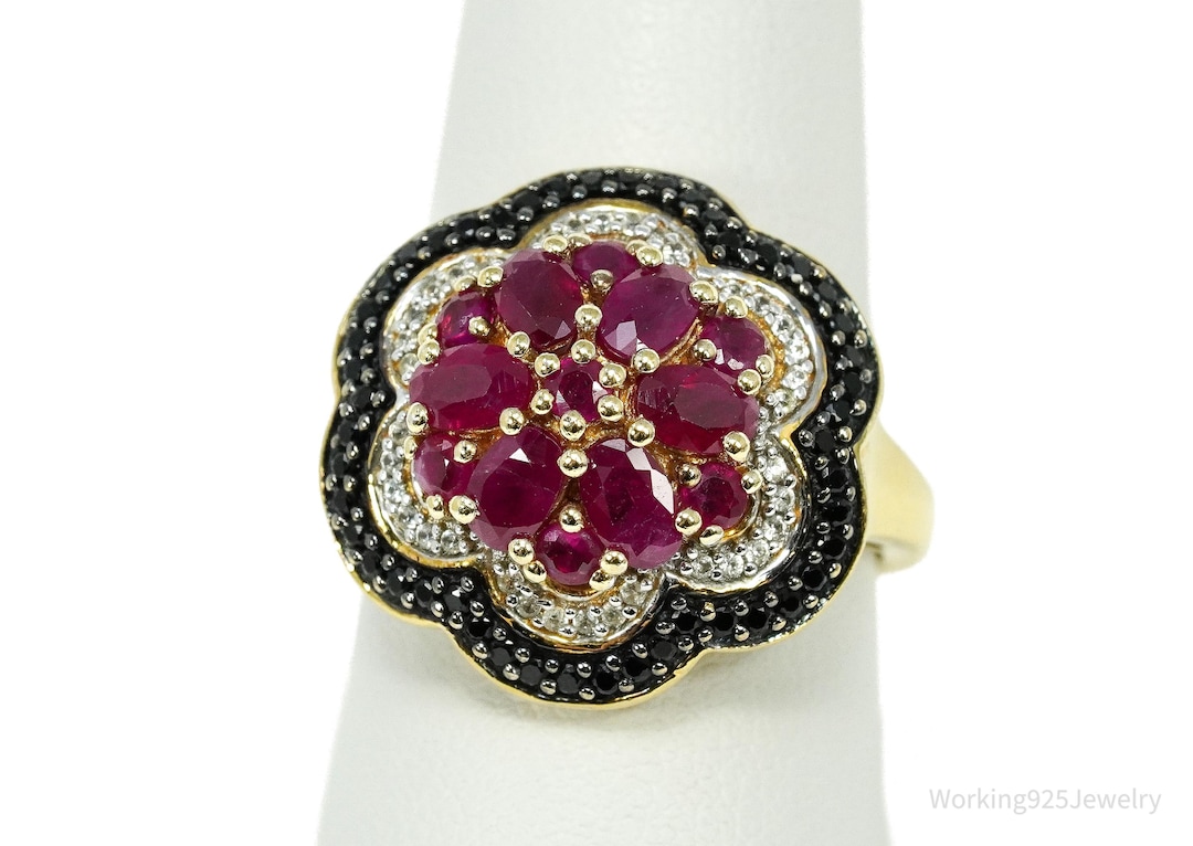 Chuck Clemency Ruby, Black & White Spinel Gold Over Sterling Silver ...
