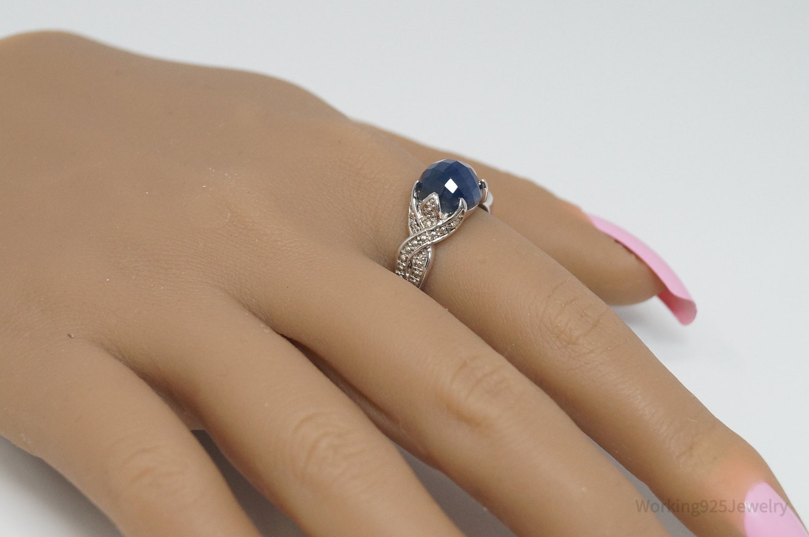 Vintage Designer HT Blue Sapphire Sterling Silver Ring Sz - Etsy