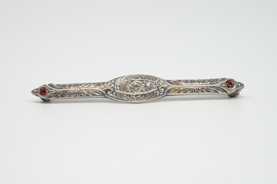 Broche victorienne antique en argent sterling ornée de rubis CZ - Etsy ...
