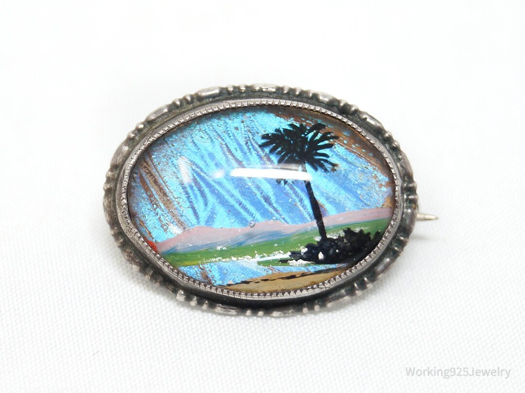 Vtg England Thomas Mott Butterfly Wing Hand-painted Sterling Silver ...