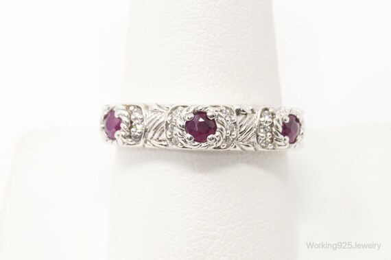 Vintage Designer Judith Ripka Ruby CZ Cable Sterling … - Gem