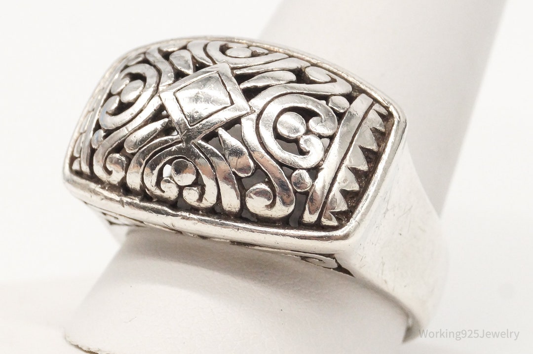 Vintage Art Deco Style Sterling Silver Ring Size 11.75 - Etsy