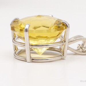 Vintage Large Yellow Simulated Citrine Sterling Silver - Etsy