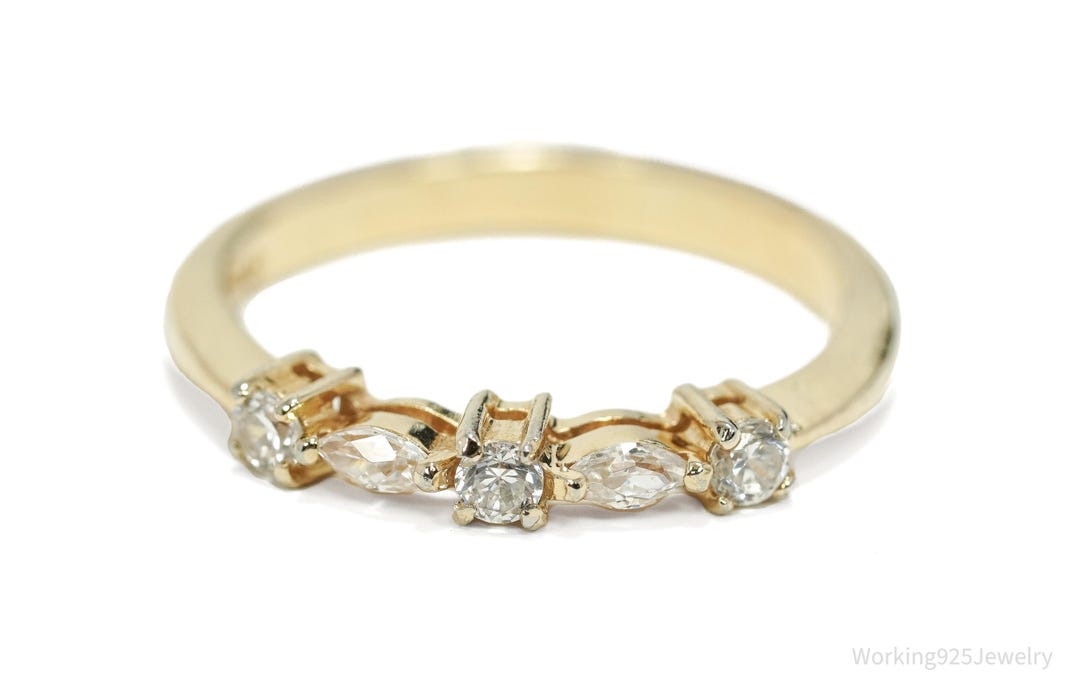 Vintage Designer FAS Cubic Zirconia Gold Vermeil Sterling Silver Ring ...