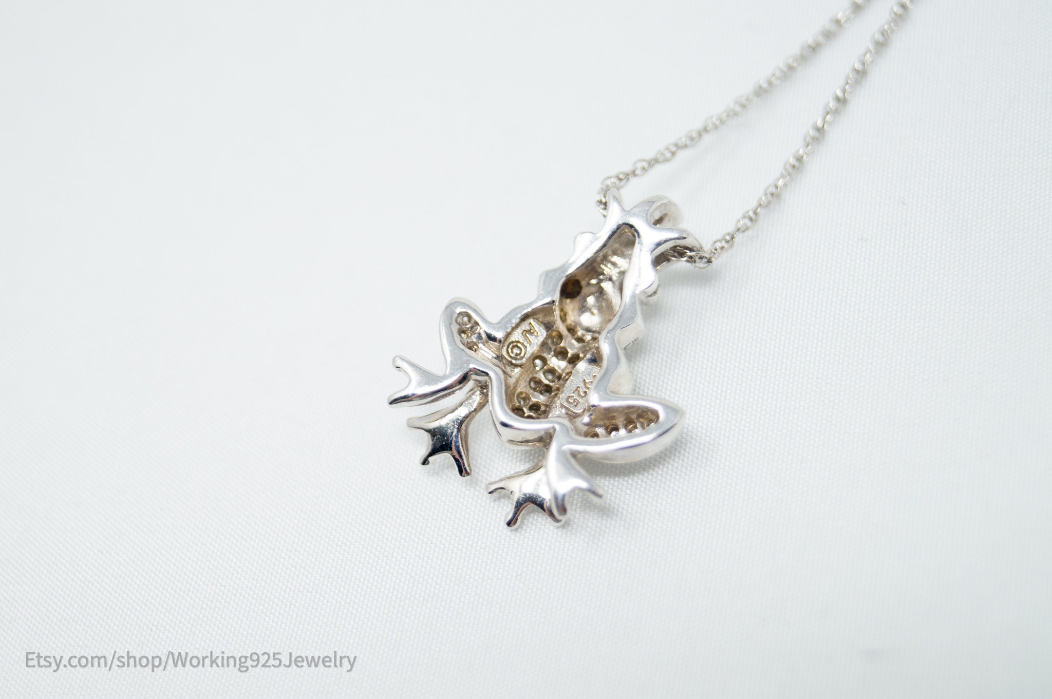 Vintage Diamond King Frog Toad Sterling Silver Necklace | Etsy