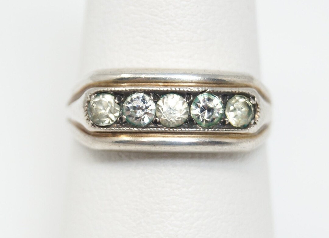 Antique Rhinestone 835 Silver Ring - Sz 6.75 - Etsy