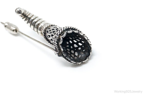 Antique Horn Of Plenty Sterling Silver Brooch Pin - Gem