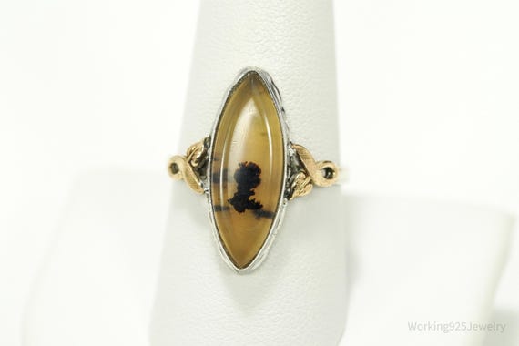 Antique Clark & Coombs 10K Gold Filled Agate Sterling… - Gem