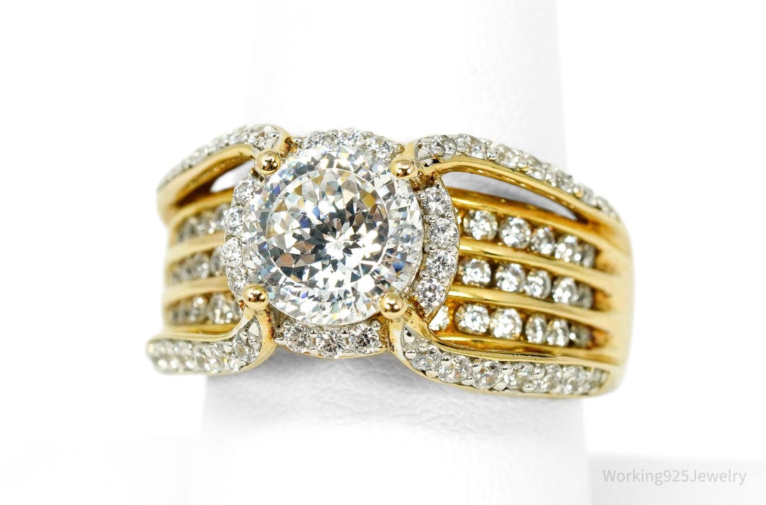 Vintage Designer Victoria Wieck Cubic Zirconia Gold Over Sterling ...