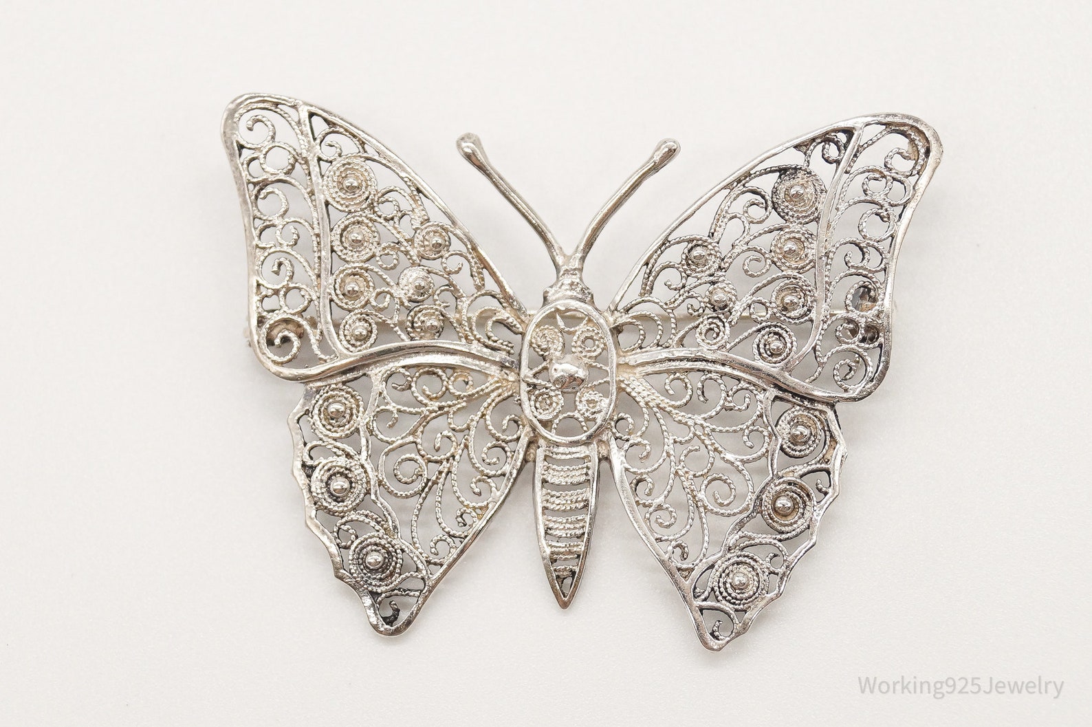 Large Antique Filigree Butterfly Sterling Silver Brooch Pin - Etsy