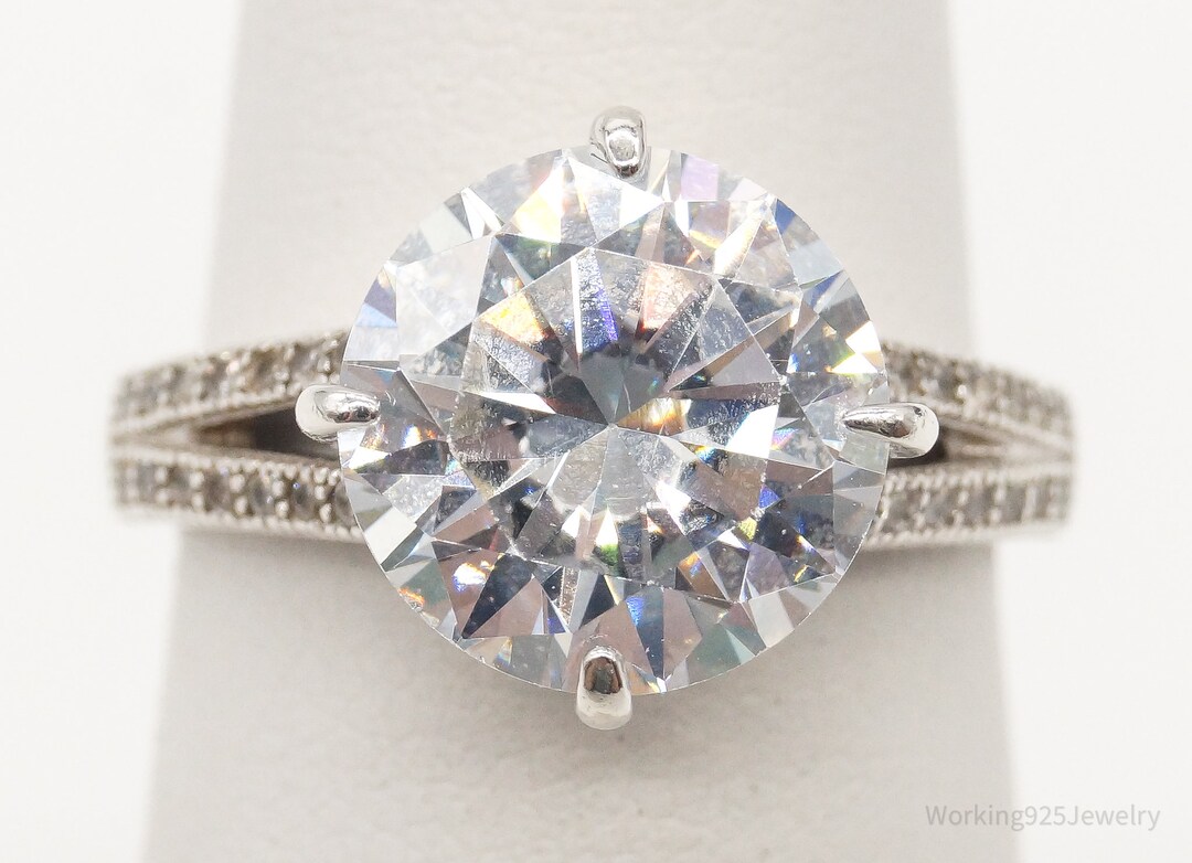 Designer STAUER Diamondaura Sterling Silver Ring Size 5 - Etsy