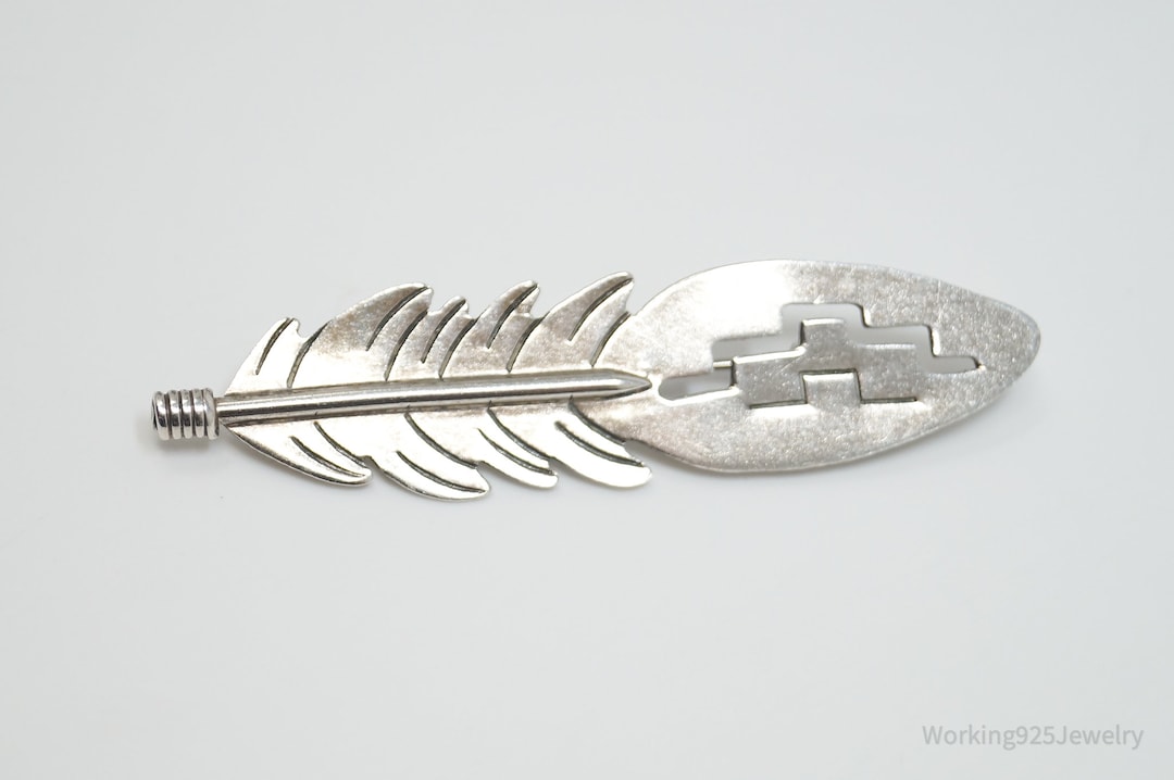 Vtg Native American Navajo Joe Delgarito Feather Sterling Silver Pin - Etsy