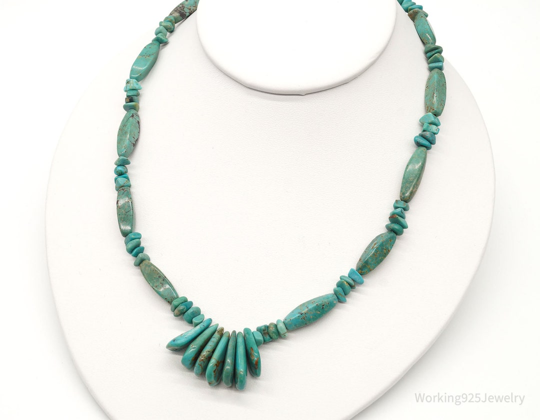 Vintage Native American Turquoise Bead Necklace 18 - Etsy