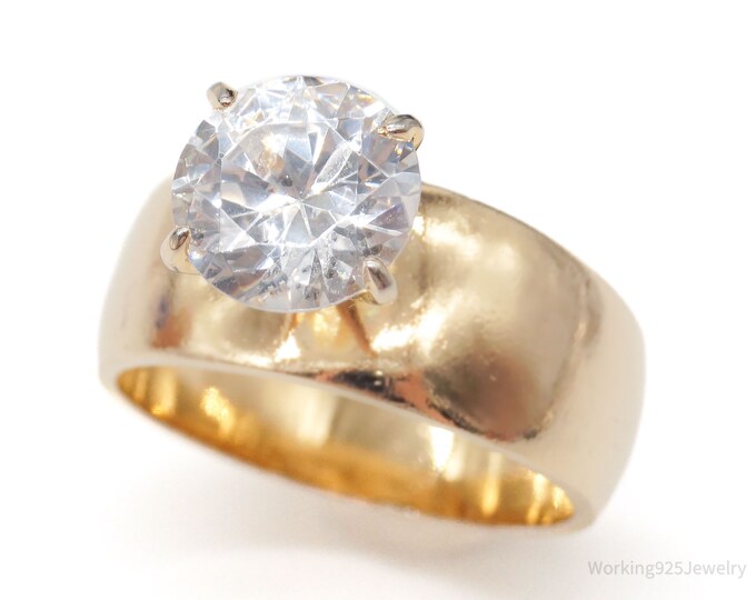 Ross Simons Cubic Zirconia 18kt Gold Over Sterling Silver Ring - Etsy