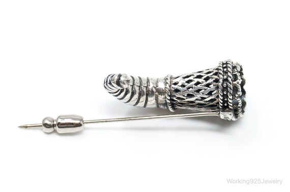 Antique Horn Of Plenty Sterling Silver Brooch Pin - Gem