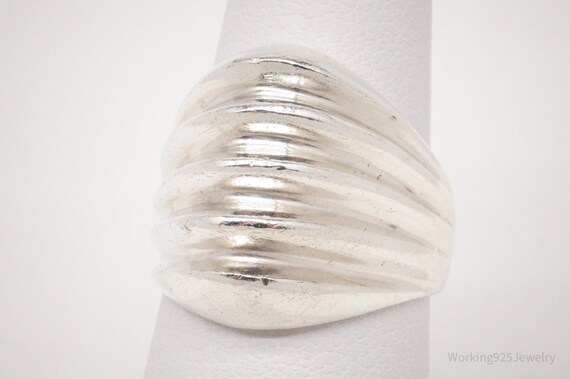Vintage RM Modernist Puffy Style Sterling Silver Ring… - Gem