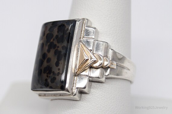 Antique Edwardian Ostby & Barton Moss Agate 10K Gold … - Gem