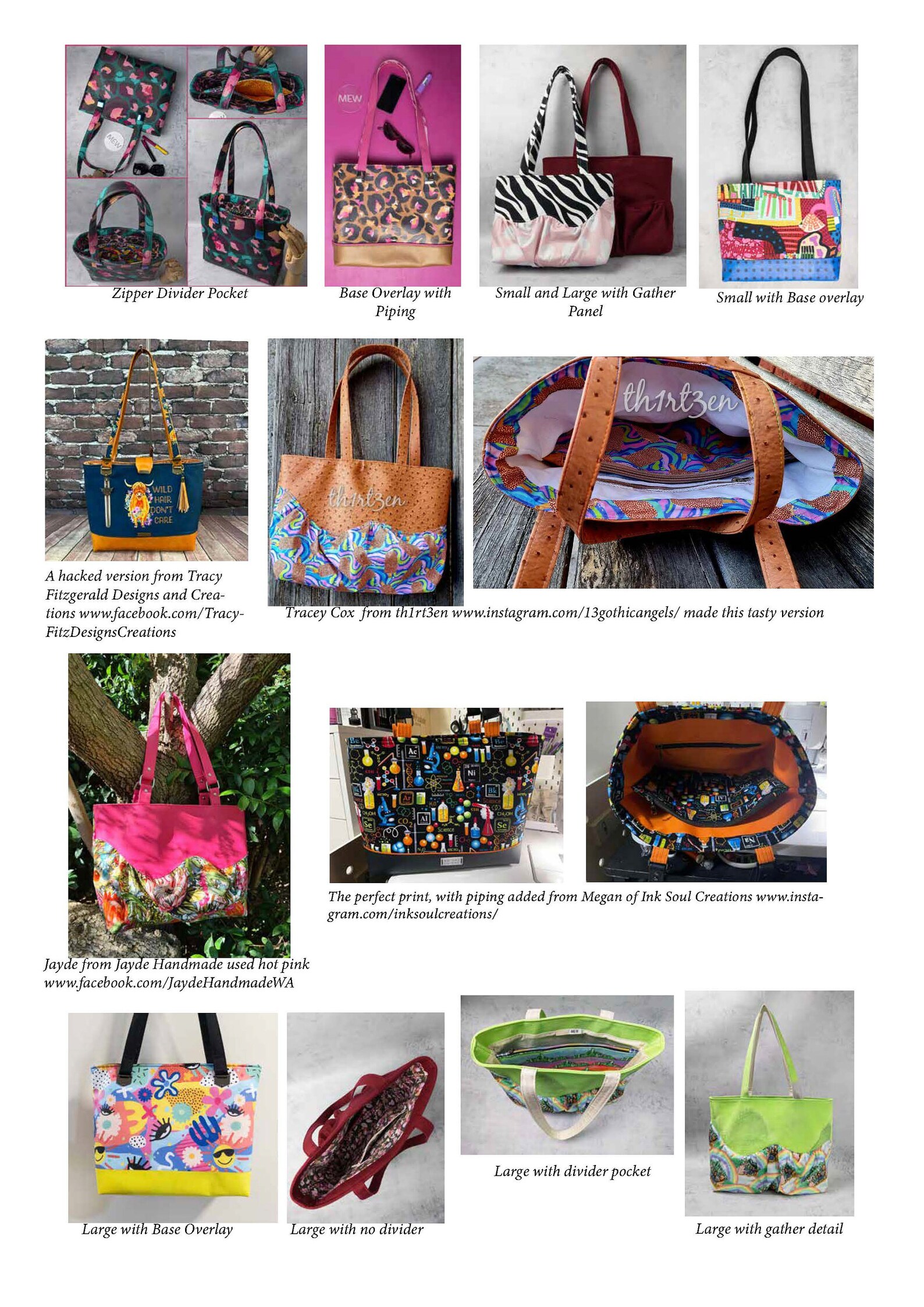 Digital Sewing Pattern Marie Tote Bag PDF Pattern 2 Sizes Instructions ...